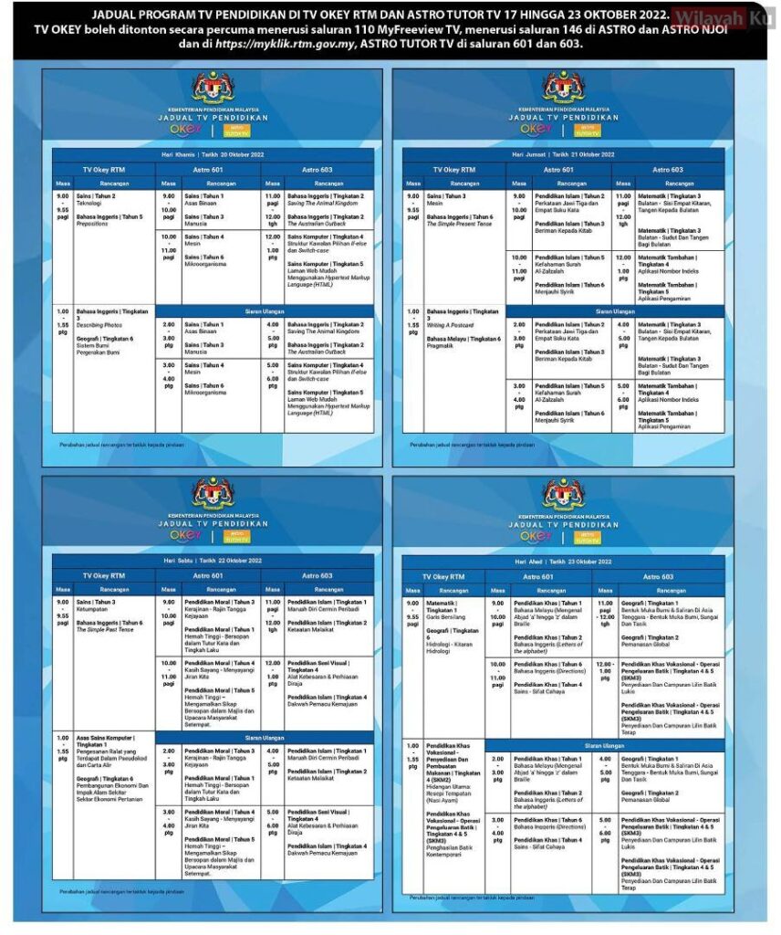 JADUAL PROGRAM TV PENDIDIKAN | WilayahKu