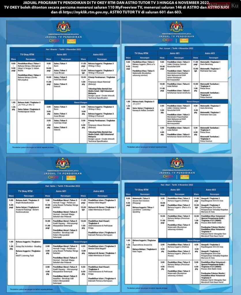 JADUAL PROGRAM TV PENDIDIKAN | WilayahKu